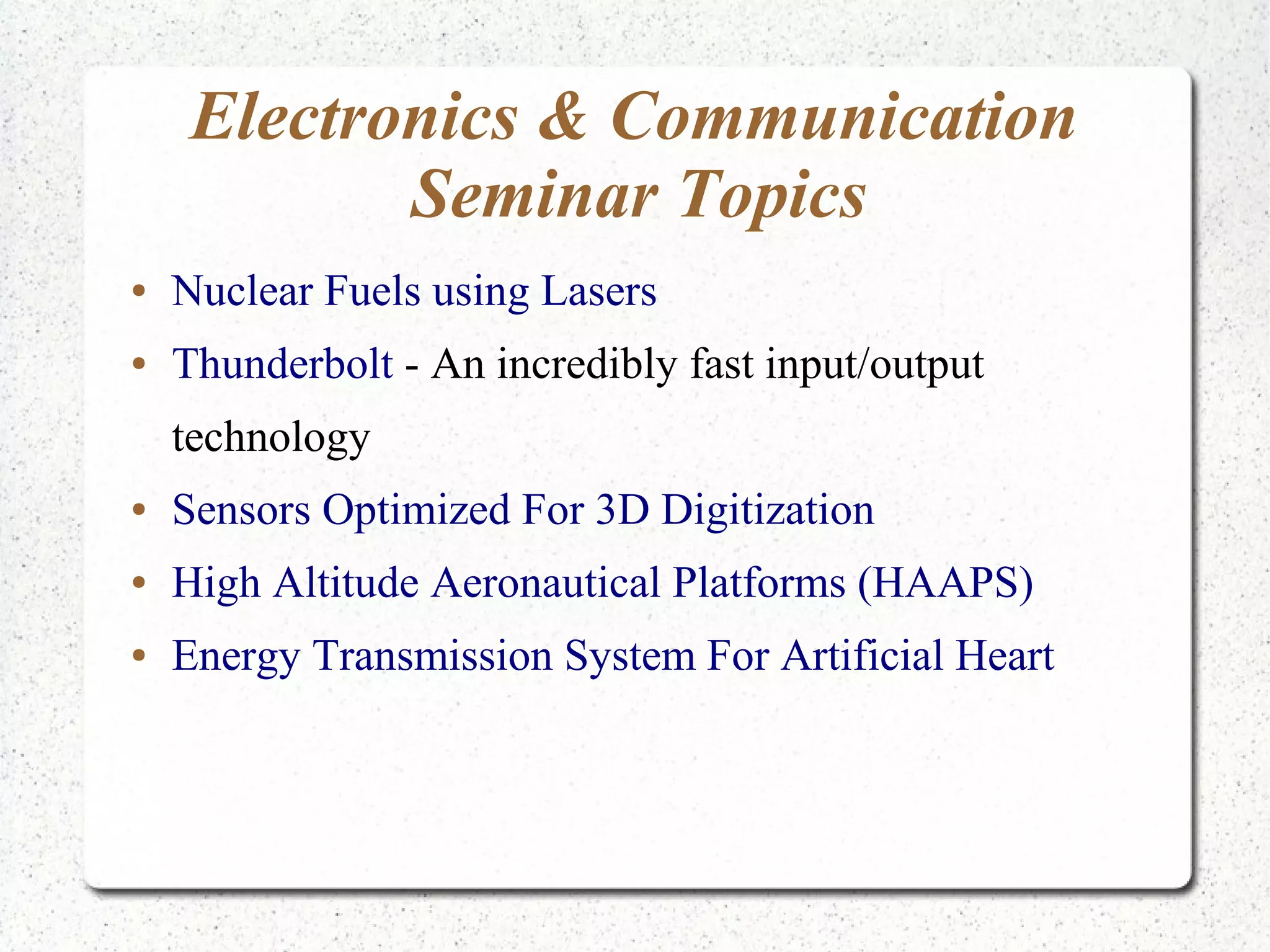 Latest Seminar Topics for Engineering,MCA,MSc Students | PDF