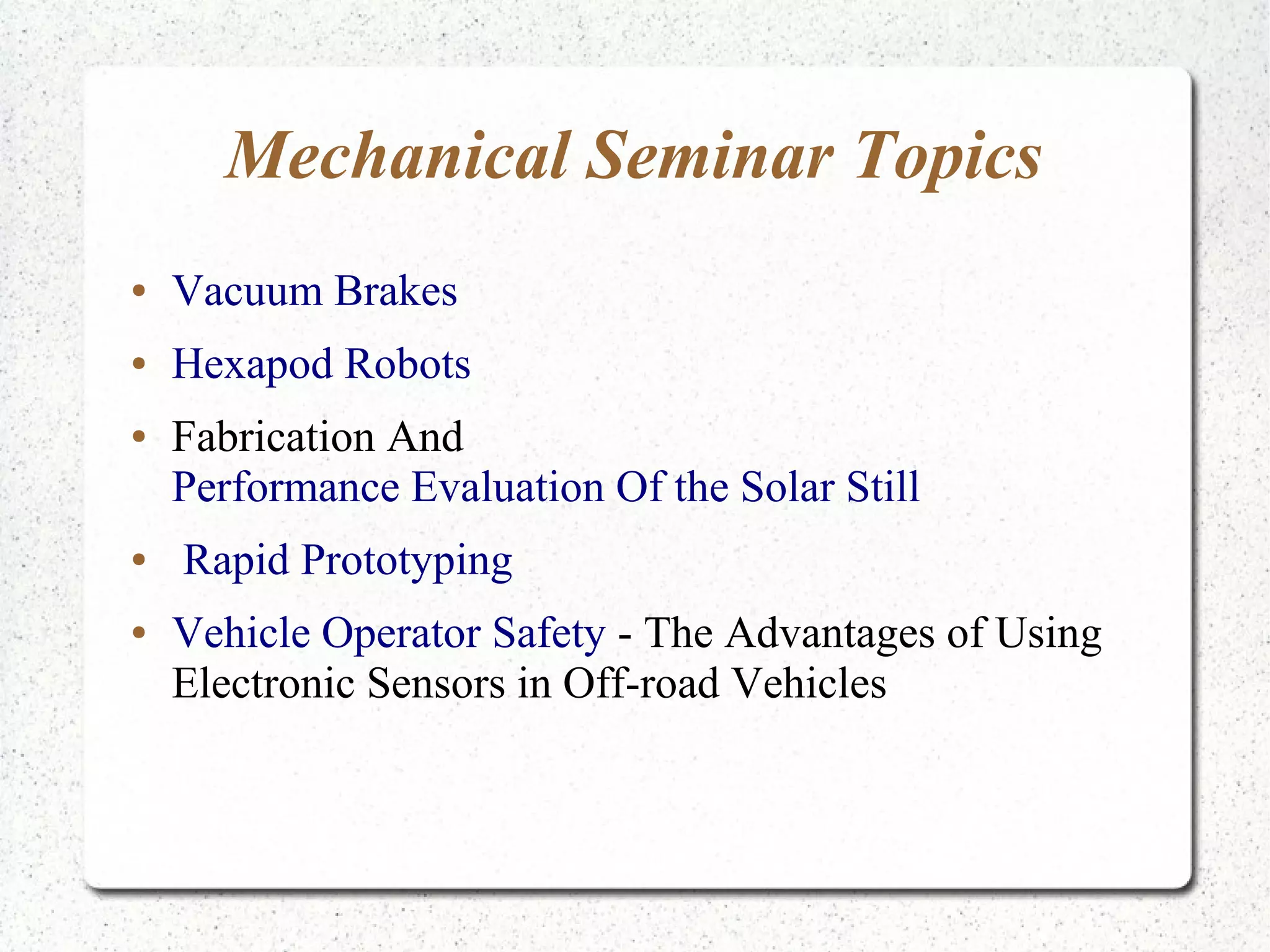 Latest Seminar Topics for Engineering,MCA,MSc Students | PDF
