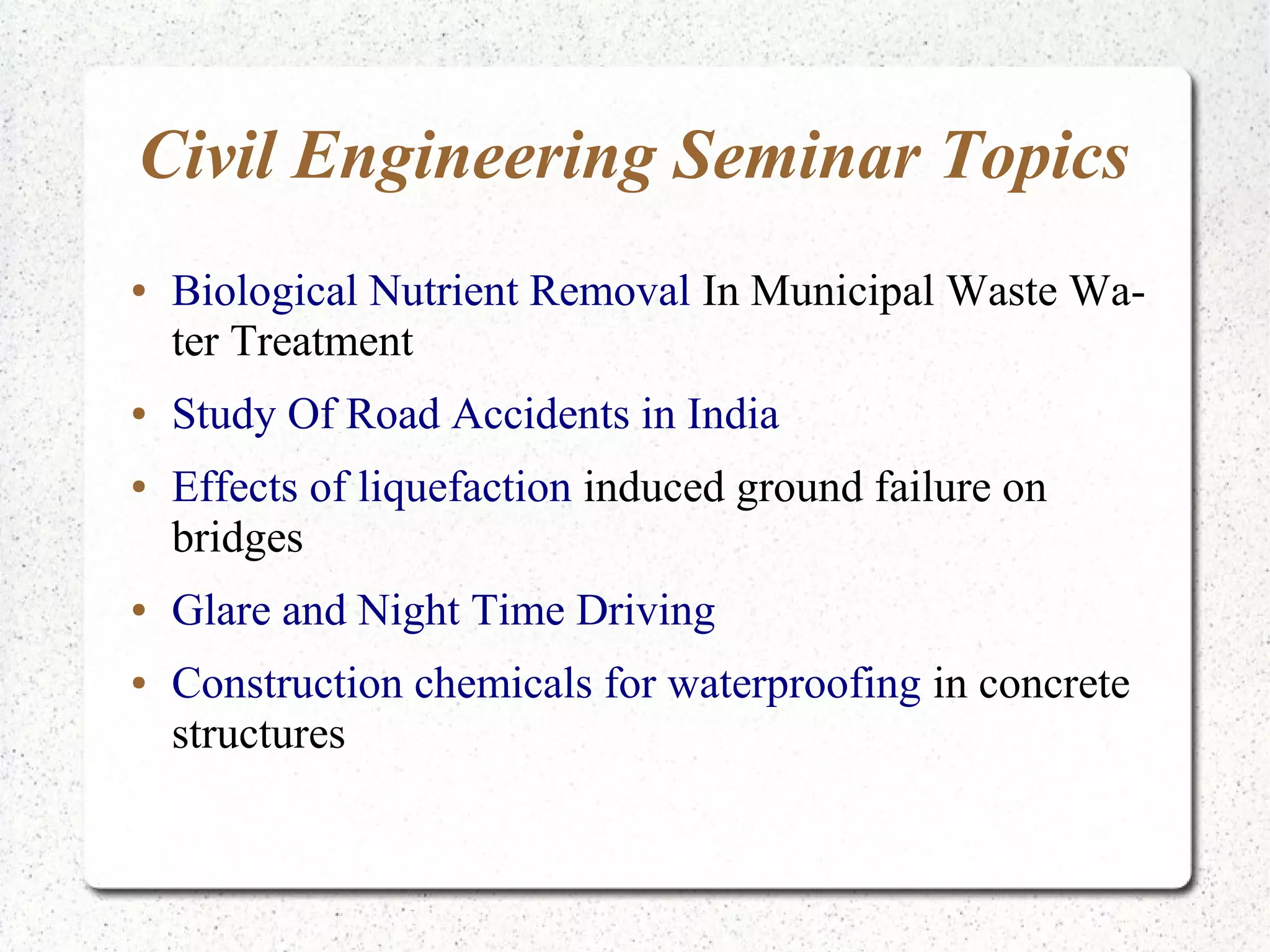 Latest Seminar Topics for Engineering,MCA,MSc Students | PDF