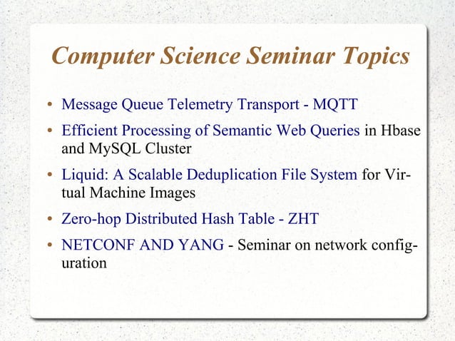 Latest Seminar Topics for Engineering,MCA,MSc Students | PDF | Civil ...
