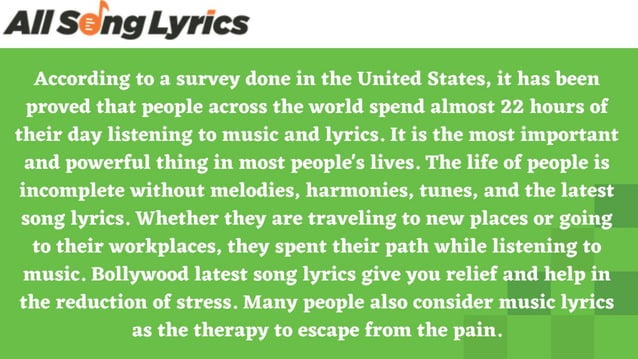 Latest song lyrics | PPTX | Music | Entertainment