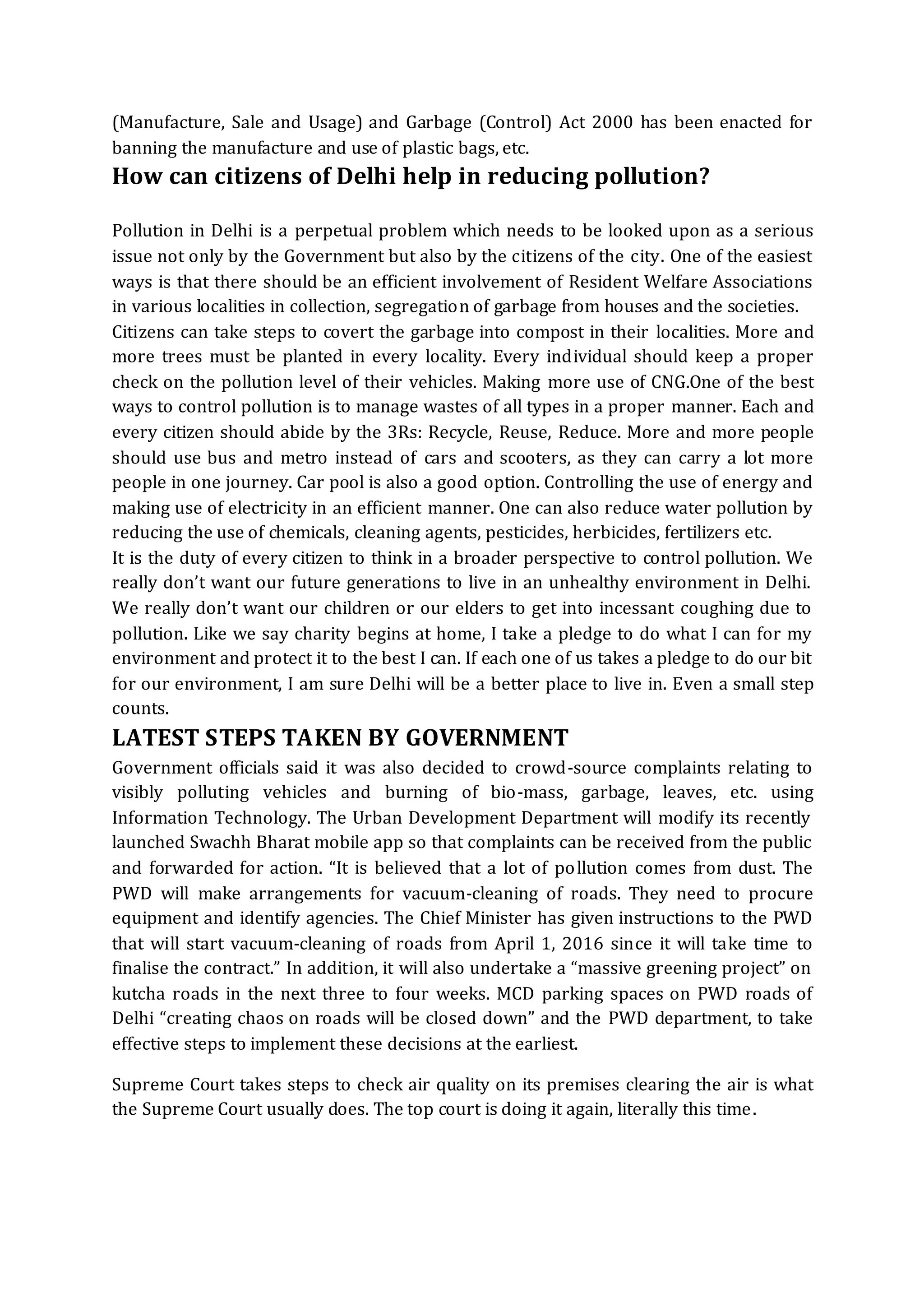 Latest steps taken to control air pollution | PDF