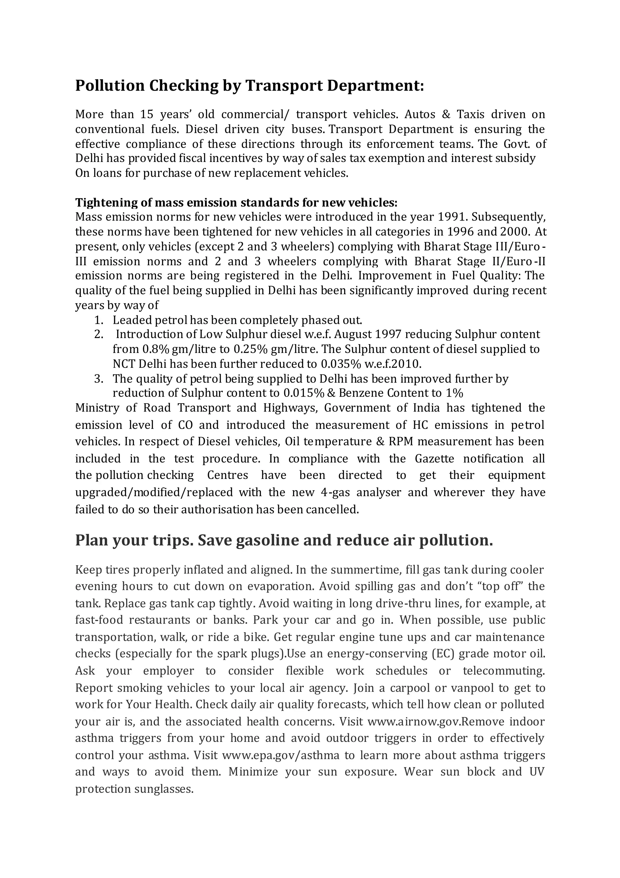 Latest steps taken to control air pollution | PDF