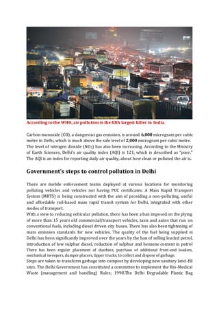 Latest steps taken to control air pollution | PDF