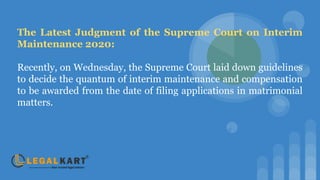 Latest Supreme Court Guidelines for Interim Maintenance in Matrimonial ...