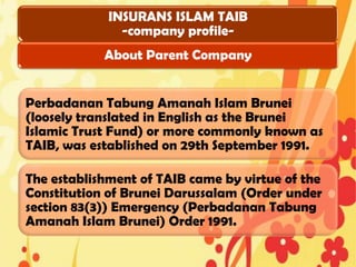 Insurans Islam Taib, Brunei | PPTX