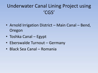 Latest technology used for underwater lining of canal | PPT