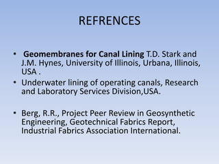 Latest technology used for underwater lining of canal | PPTX