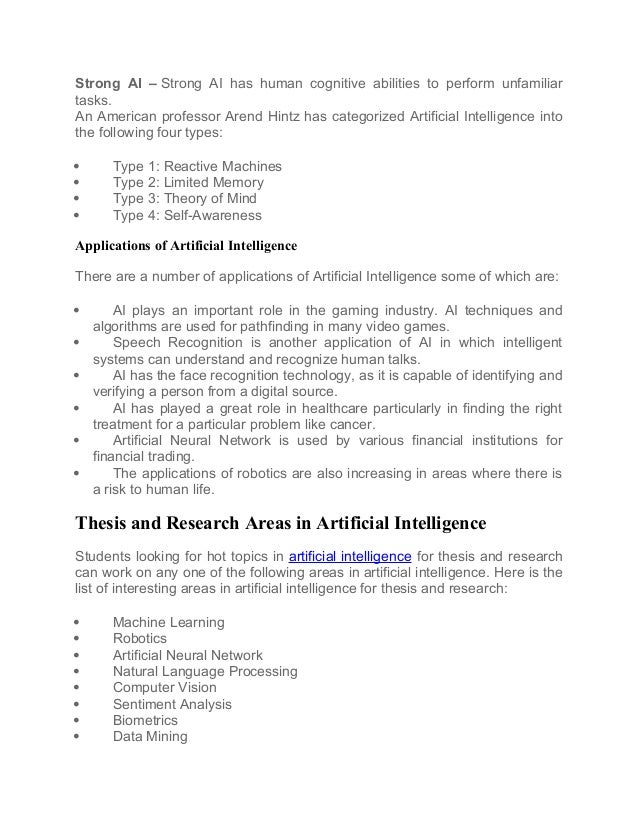 Latest thesis topics in artificial intelligence