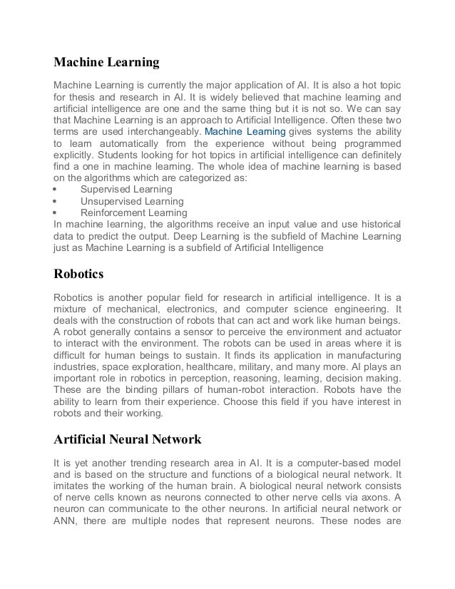Latest thesis topics in artificial intelligence
