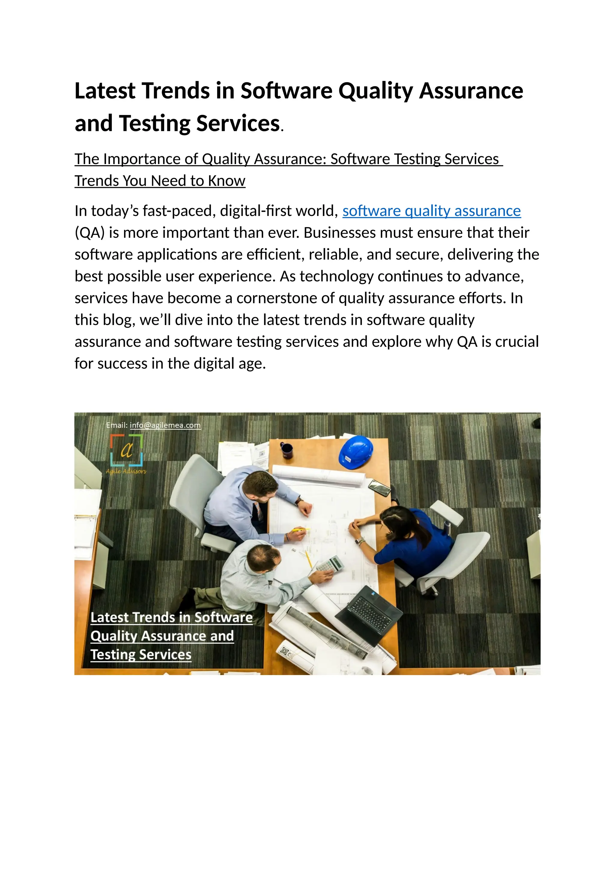Latest Trends in Software Quality Assurance and Testing Services 07-10 ...