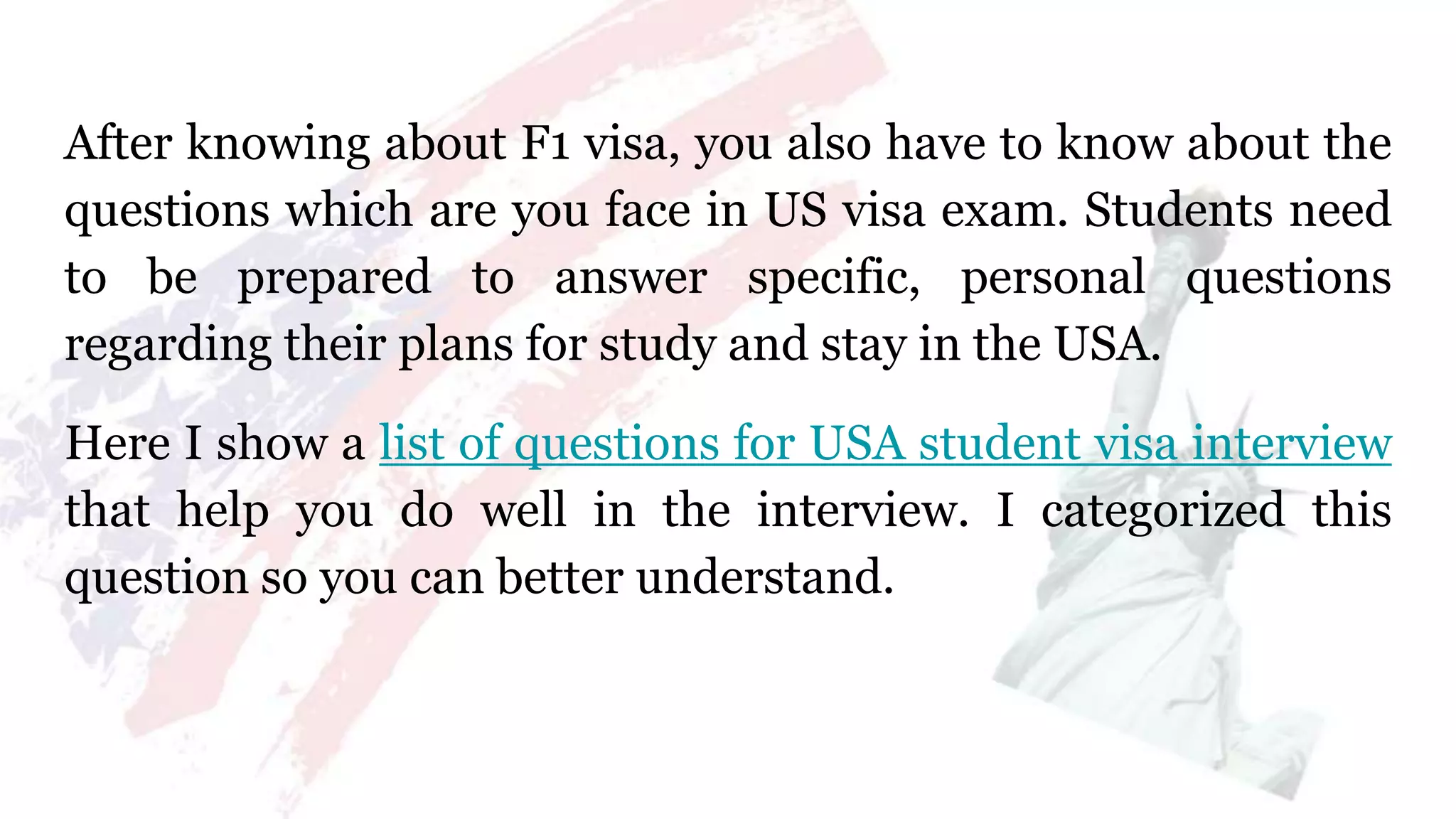 Latest USA Student F1 visa Interview Questions & Tips | PPTX