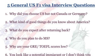 Latest USA Student F1 visa Interview Questions & Tips | PPTX