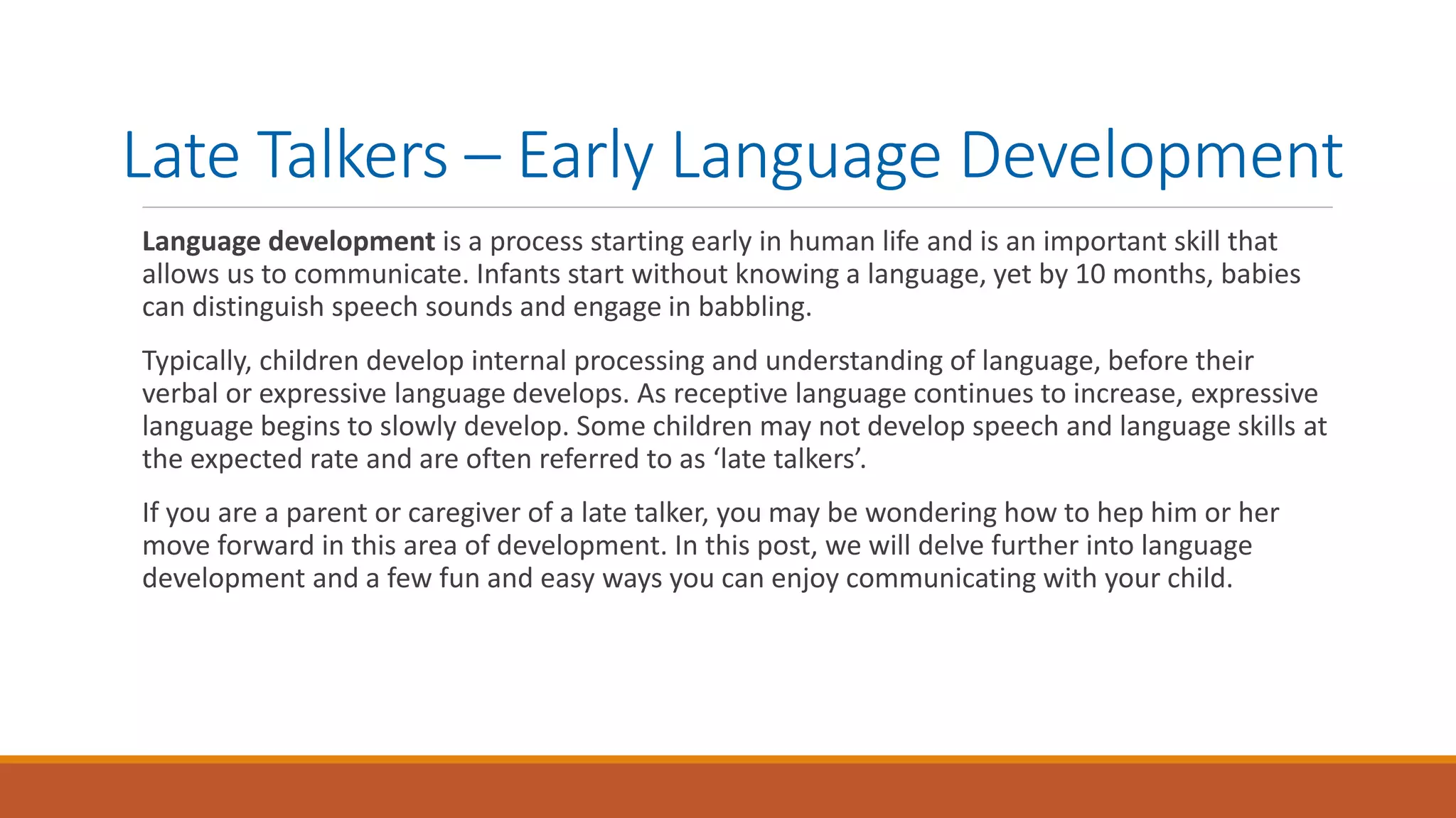 Is Your Child a Late Talker? Here's What You Need to Know... | PPTX