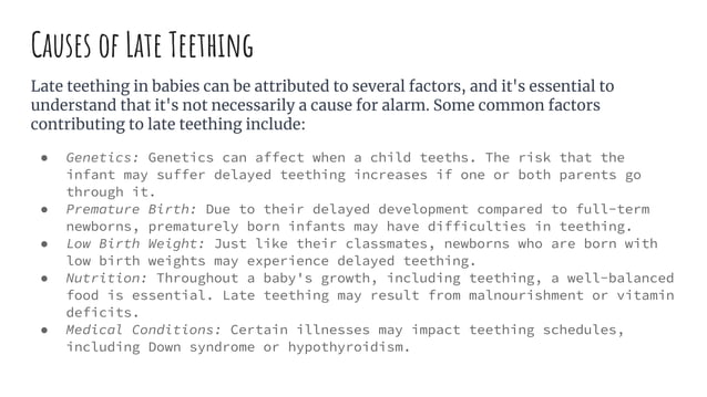 The Mystery of Late Teething in Babies Unveiled | PPT