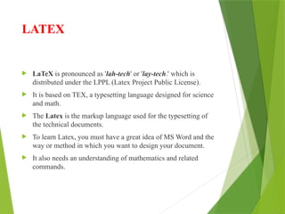 TECHNICAL WRITING USING LATEX POWER POIN | PPTX