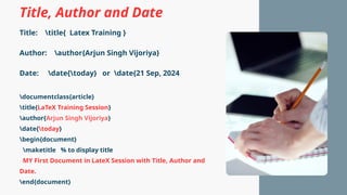 How to use Latex in Paper , Book writing in an easy way | PPTX