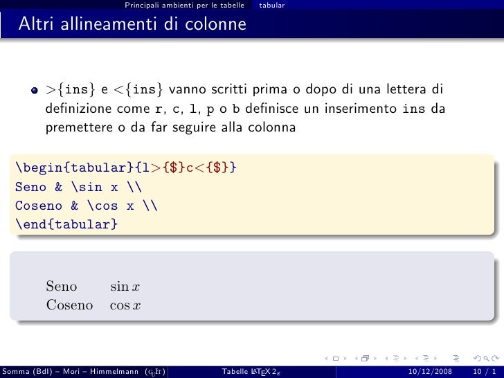 Latex Tabelle (pacchetti e metodi)