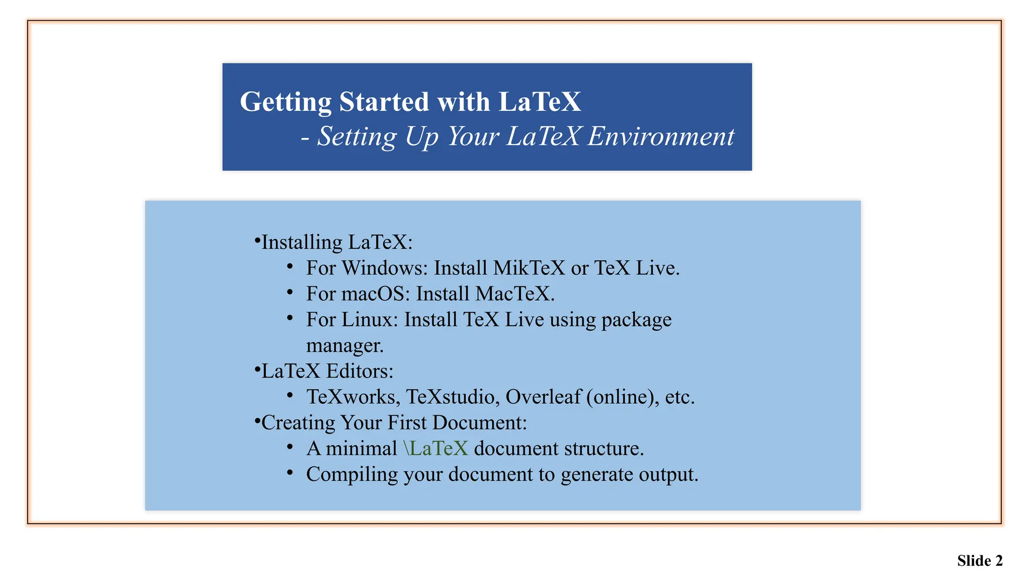A Tutorial on LaTeX for Creating Professional Documents | PPT