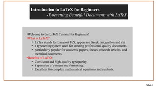 A Tutorial on LaTeX for Creating Professional Documents | PPT