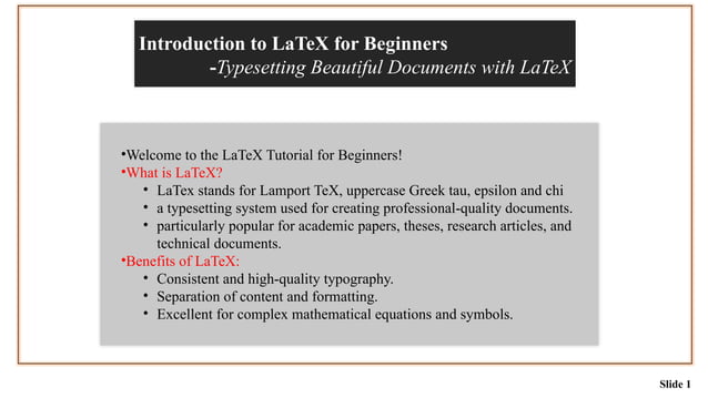 A Tutorial on LaTeX for Creating Professional Documents | PPT