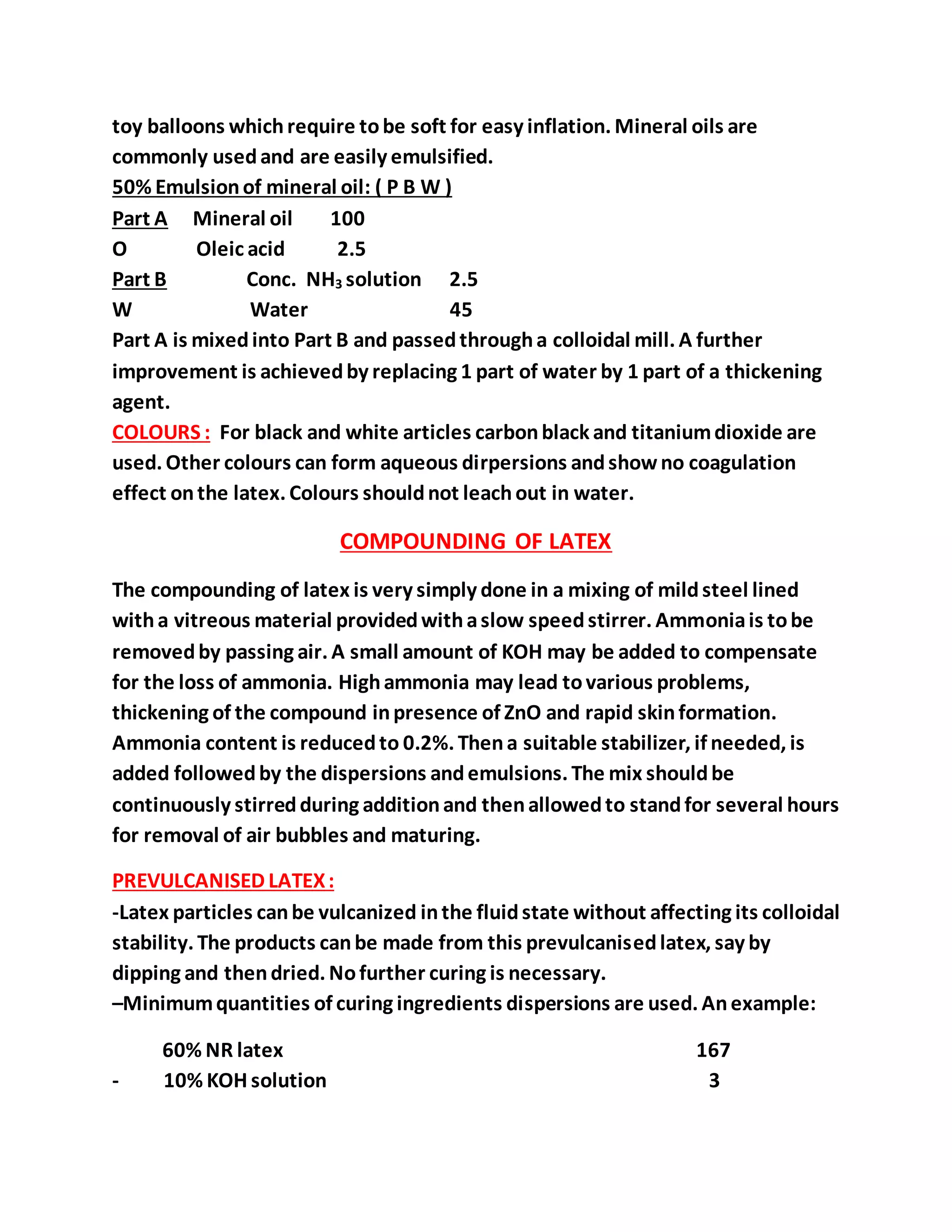Latex ingredients and compounding with formulations of products with ...