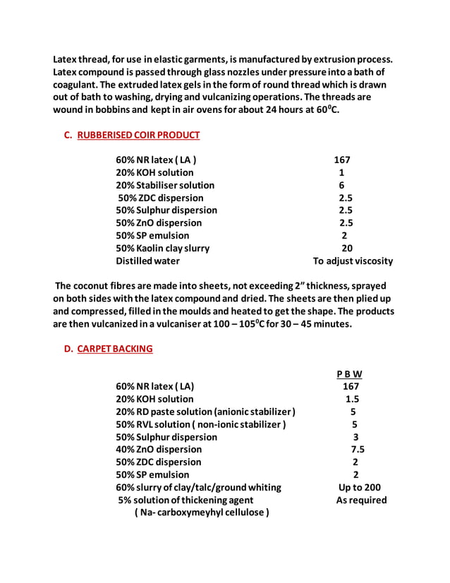 Latex ingredients and compounding with formulations of products with ...