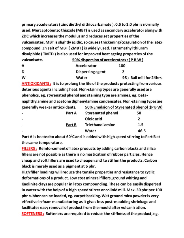Latex ingredients and compounding with formulations of products with ...
