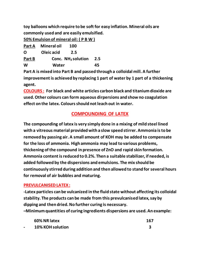 Latex ingredients and compounding with formulations of products with ...