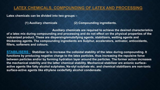 Latex ingredients (powerpoint) | PPTX | Chemistry | Science