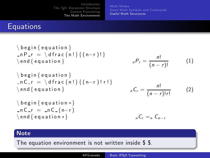 Basic Latex Typesetting - Session 1