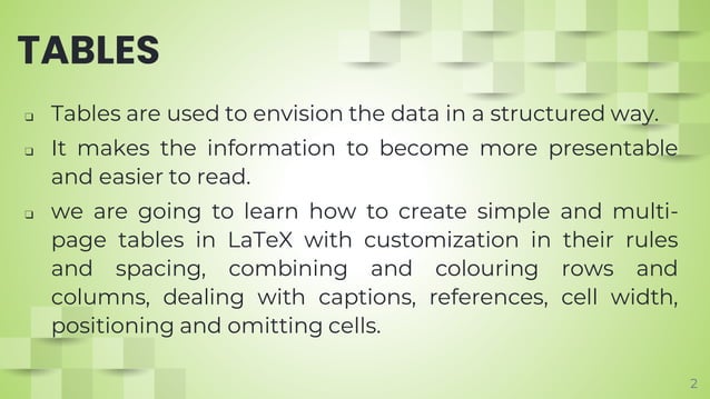 Latex tables and figures | PPT