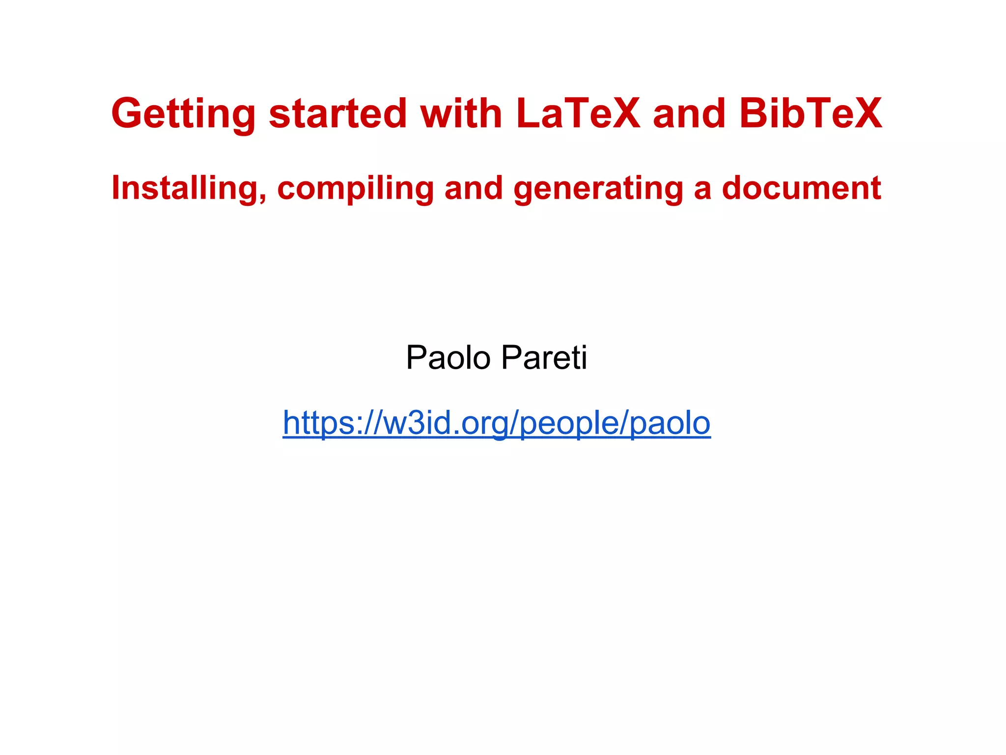 How to Start Using LaTeX and BibTeX | PDF