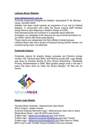 Lathams Music Portfolio | PDF