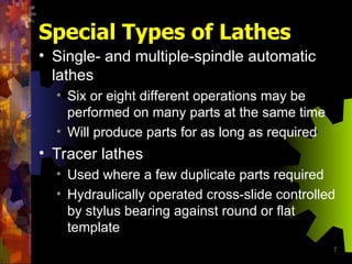 What are the 5 main parts of a lathe machine? | PPT