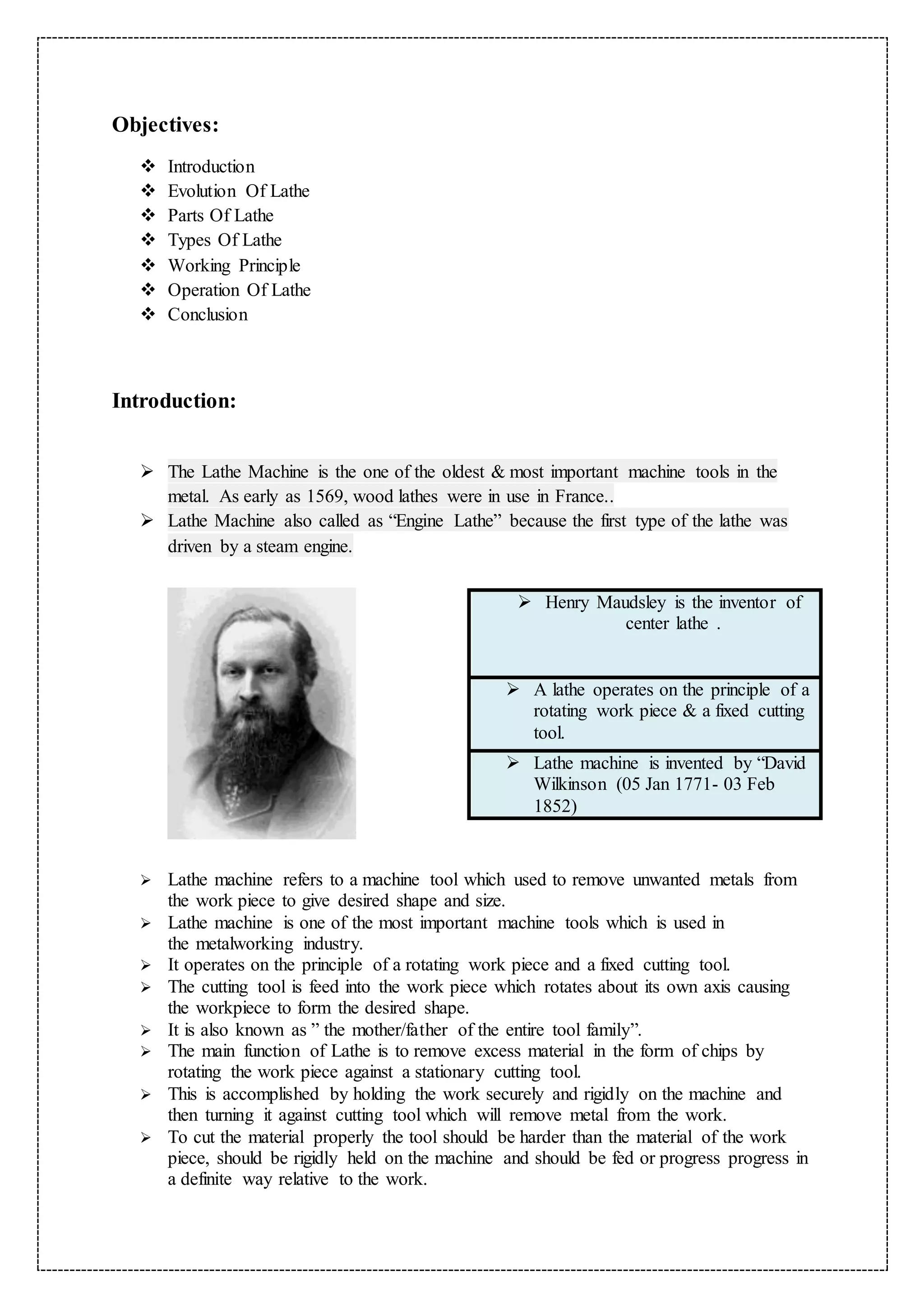 Lathe Machine Its Types Functions And Operation Docx Woodworking Arts And Crafts