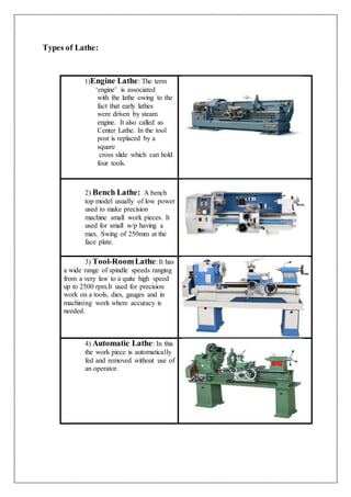 Lathe machine, its types ,functions & operation | DOCX | Woodworking | Arts and Crafts