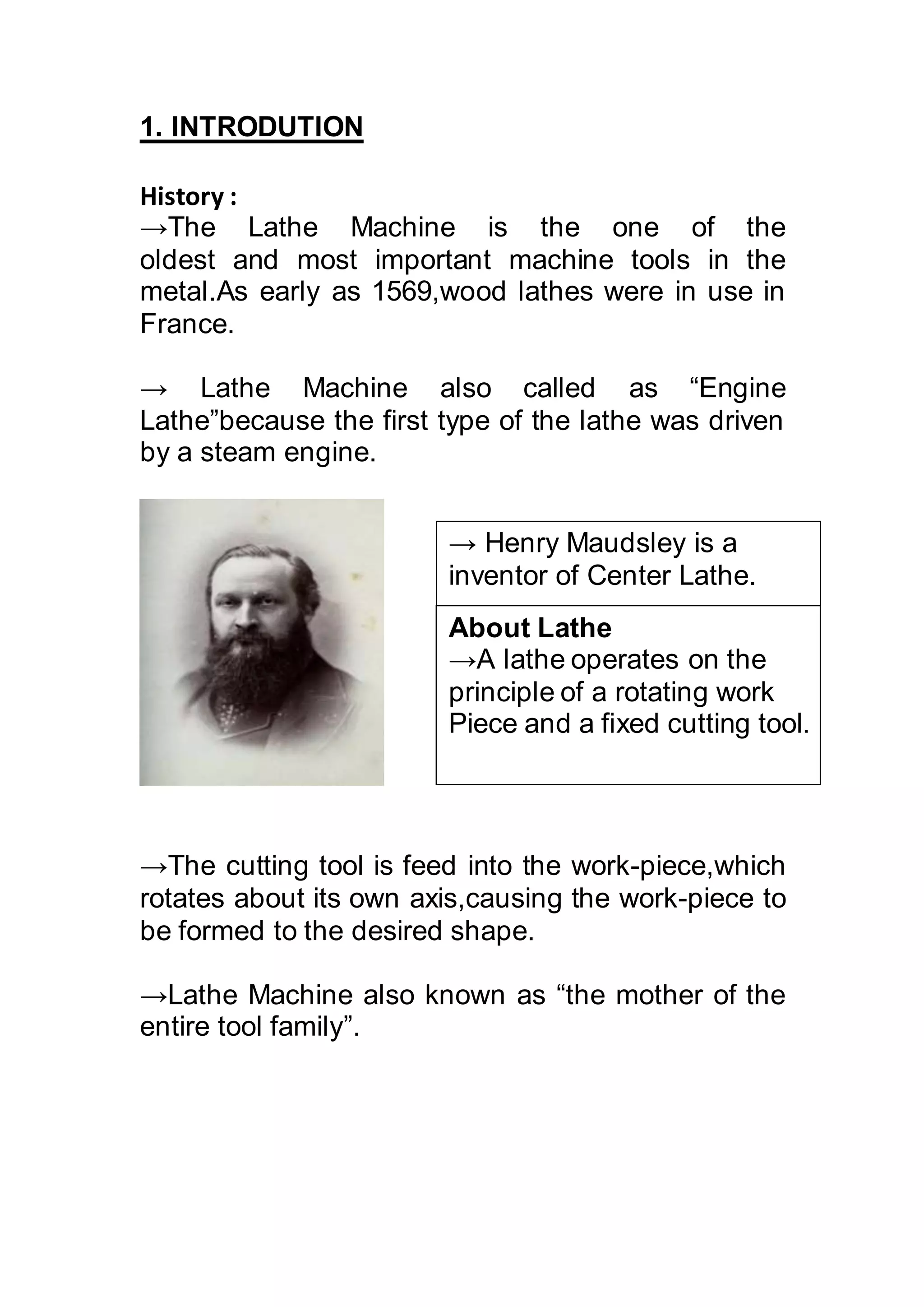 Lathe machine report | DOCX