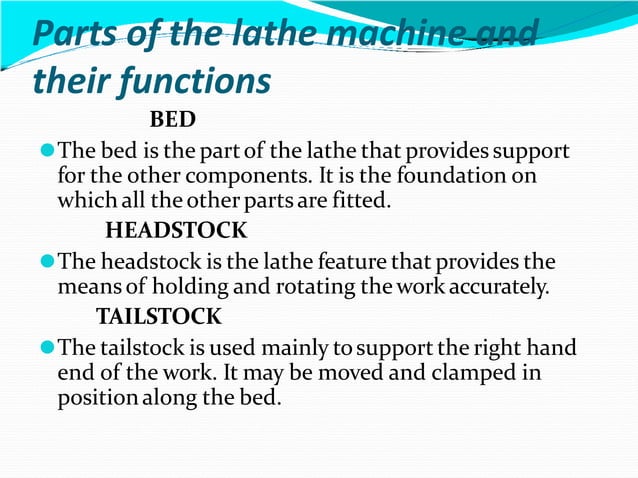 LATHE PARTS AND FUNCTIONS.pptx | Needlework | Arts and Crafts