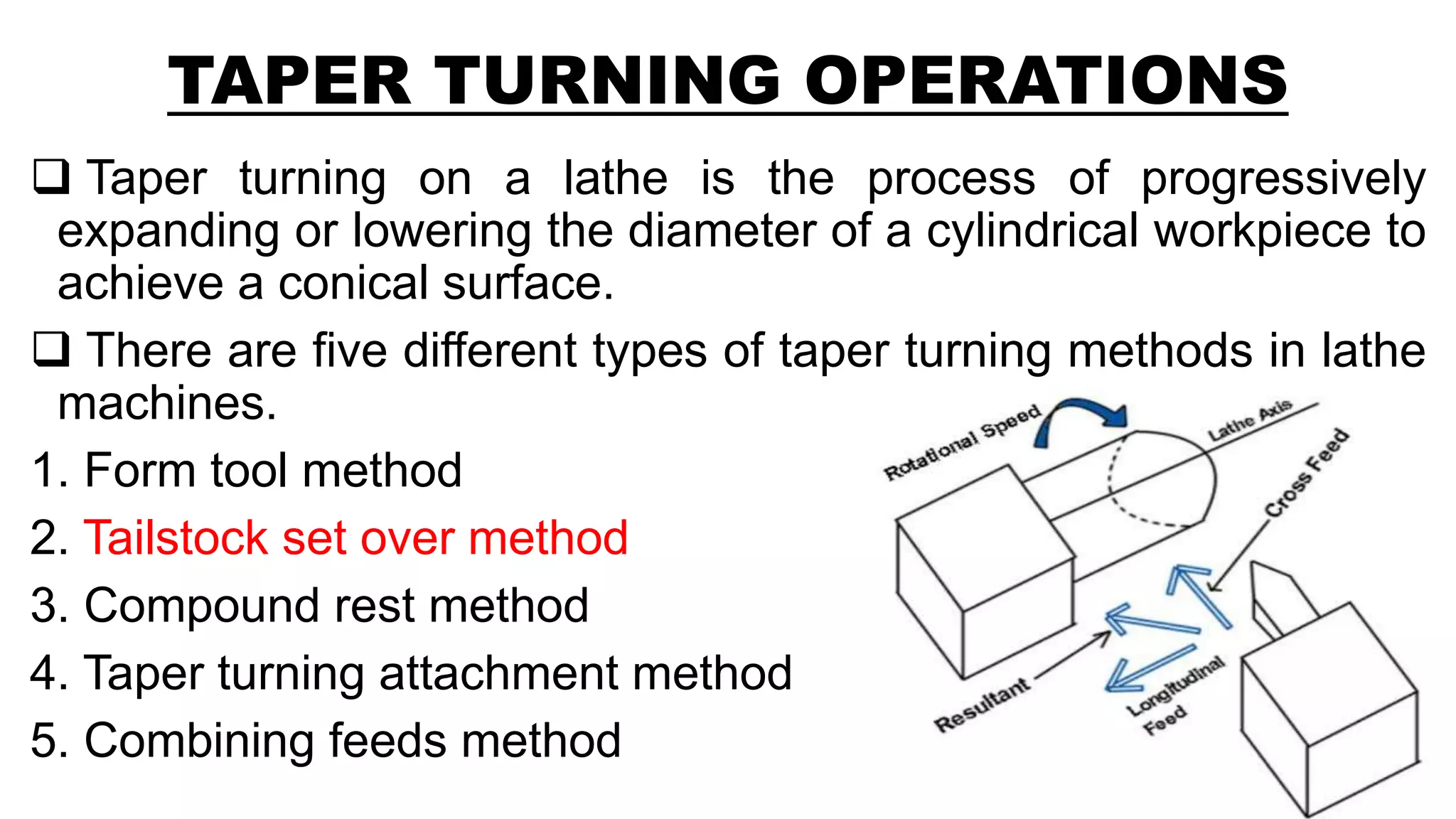 lathe taper-turning and facing.pptx | Woodworking | Arts and Crafts