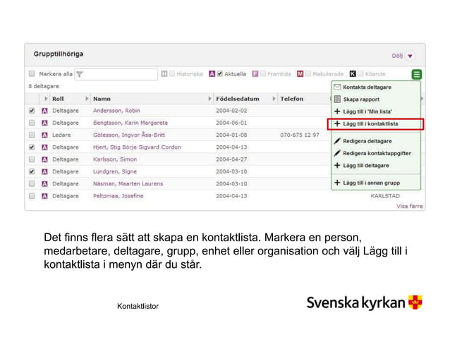 Lathund kontaktlistor | PPT