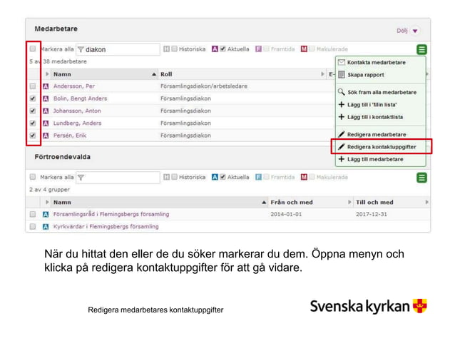 Lathund redigera medarbetares kontaktuppgifter | PPT