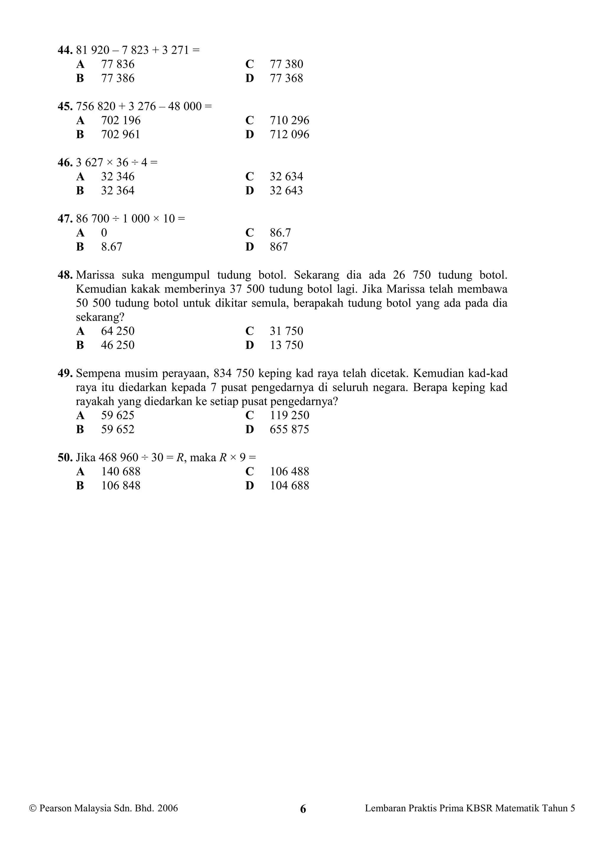 Latih tubi-soalan-latihan-matematik-tahun-5-cuti-bulan-mac-1 | PDF