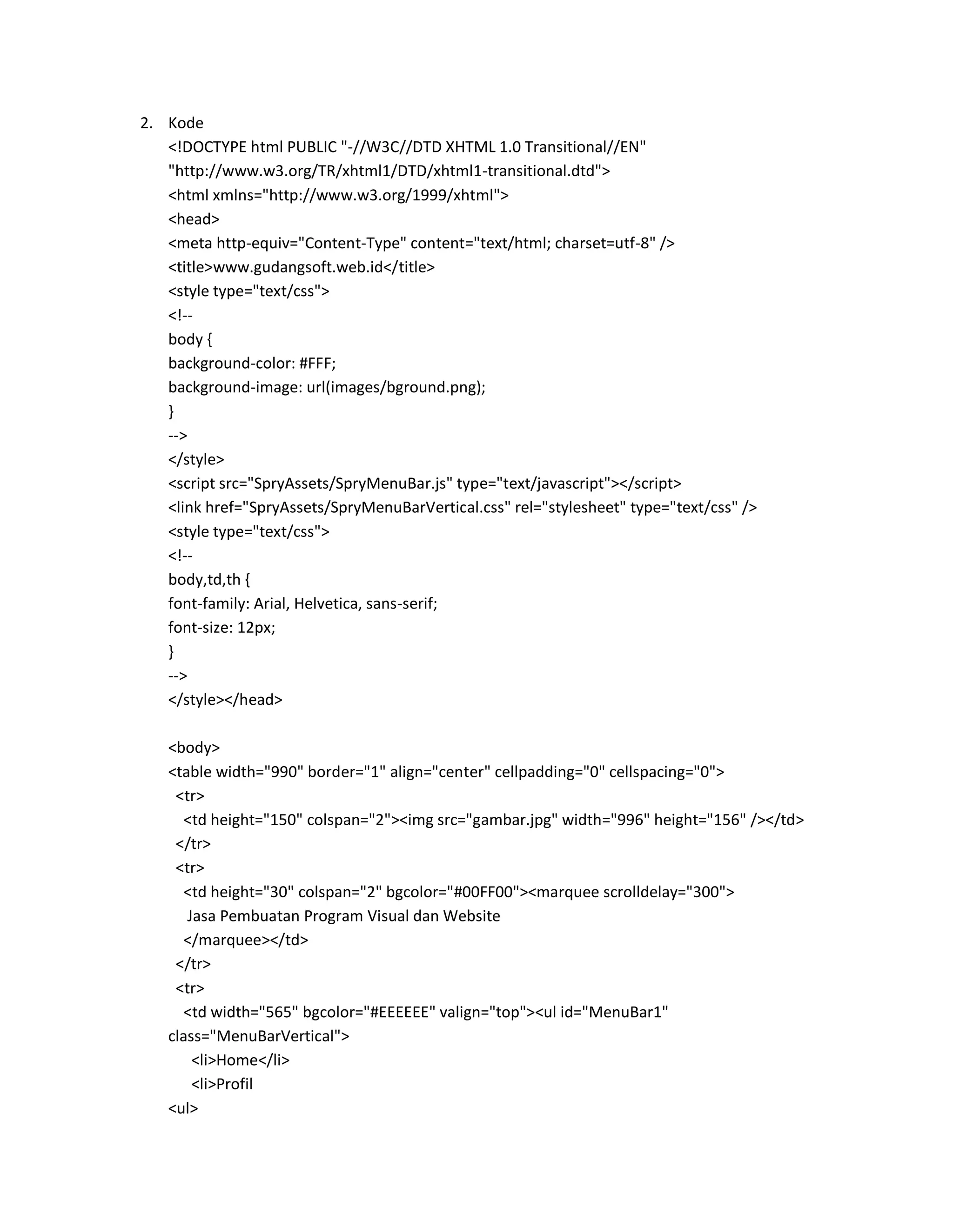 Latihan membuat website dengan tabel | PDF