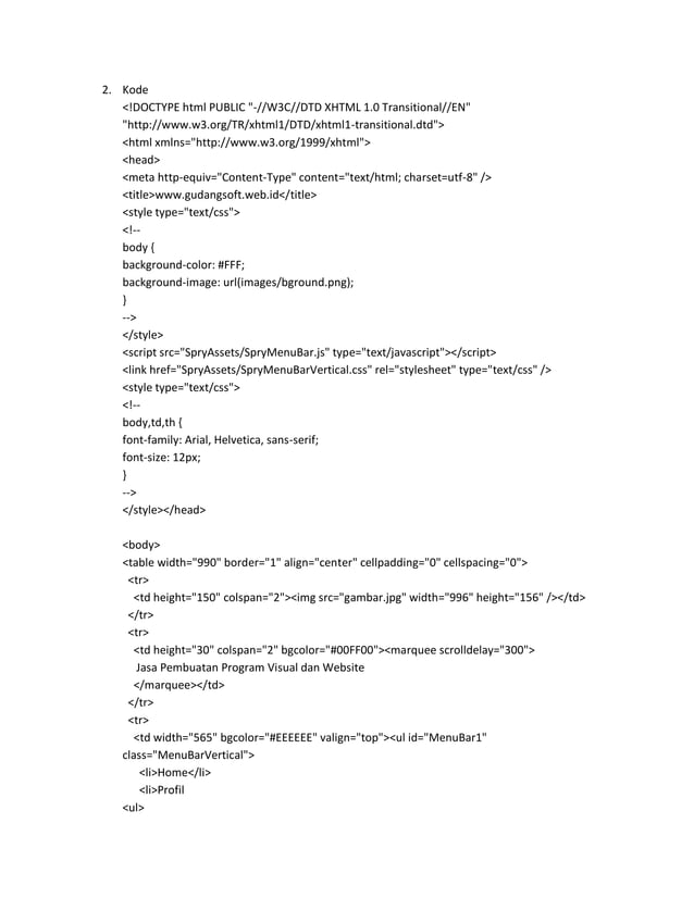 Latihan membuat website dengan tabel | PDF