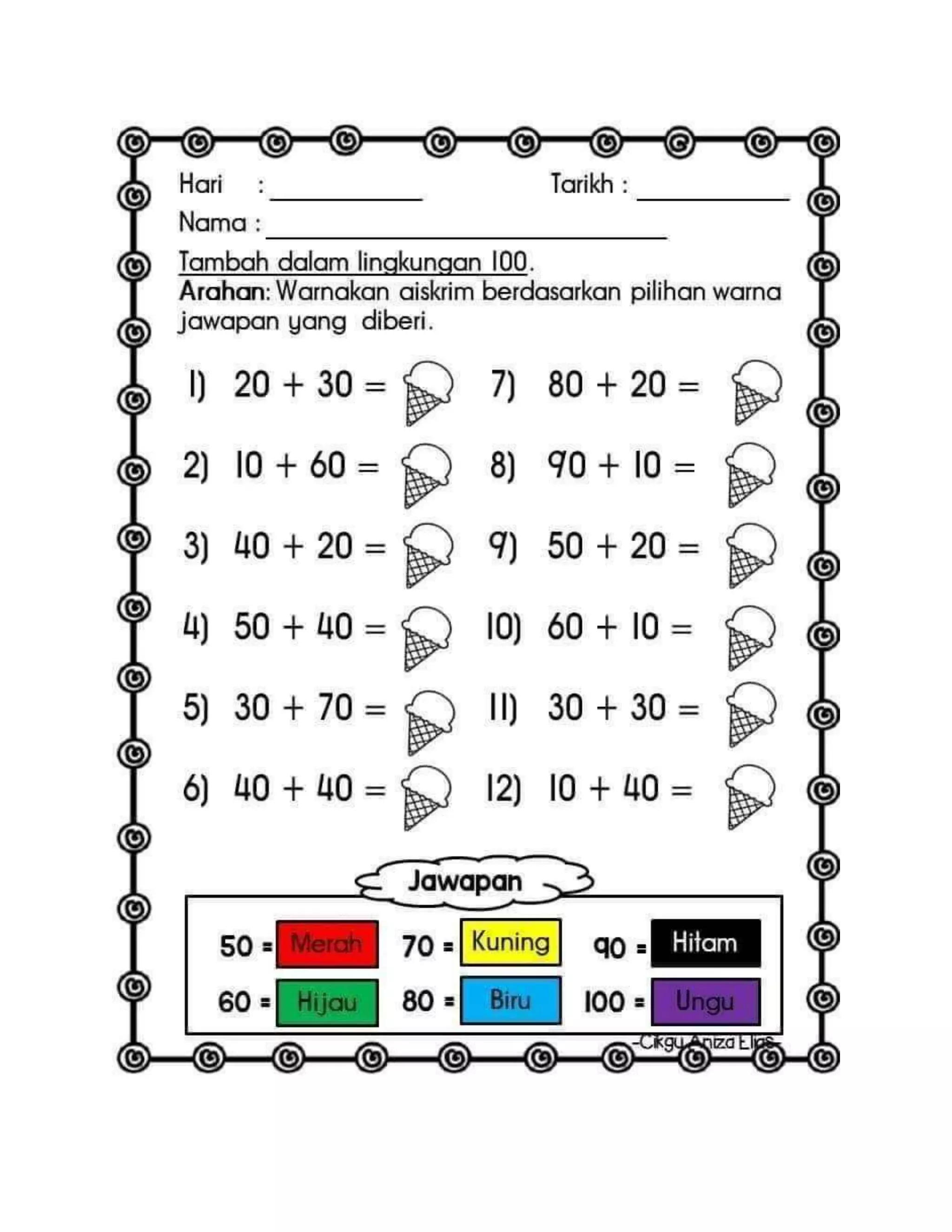 latihan matematik tahun 1 | DOCX