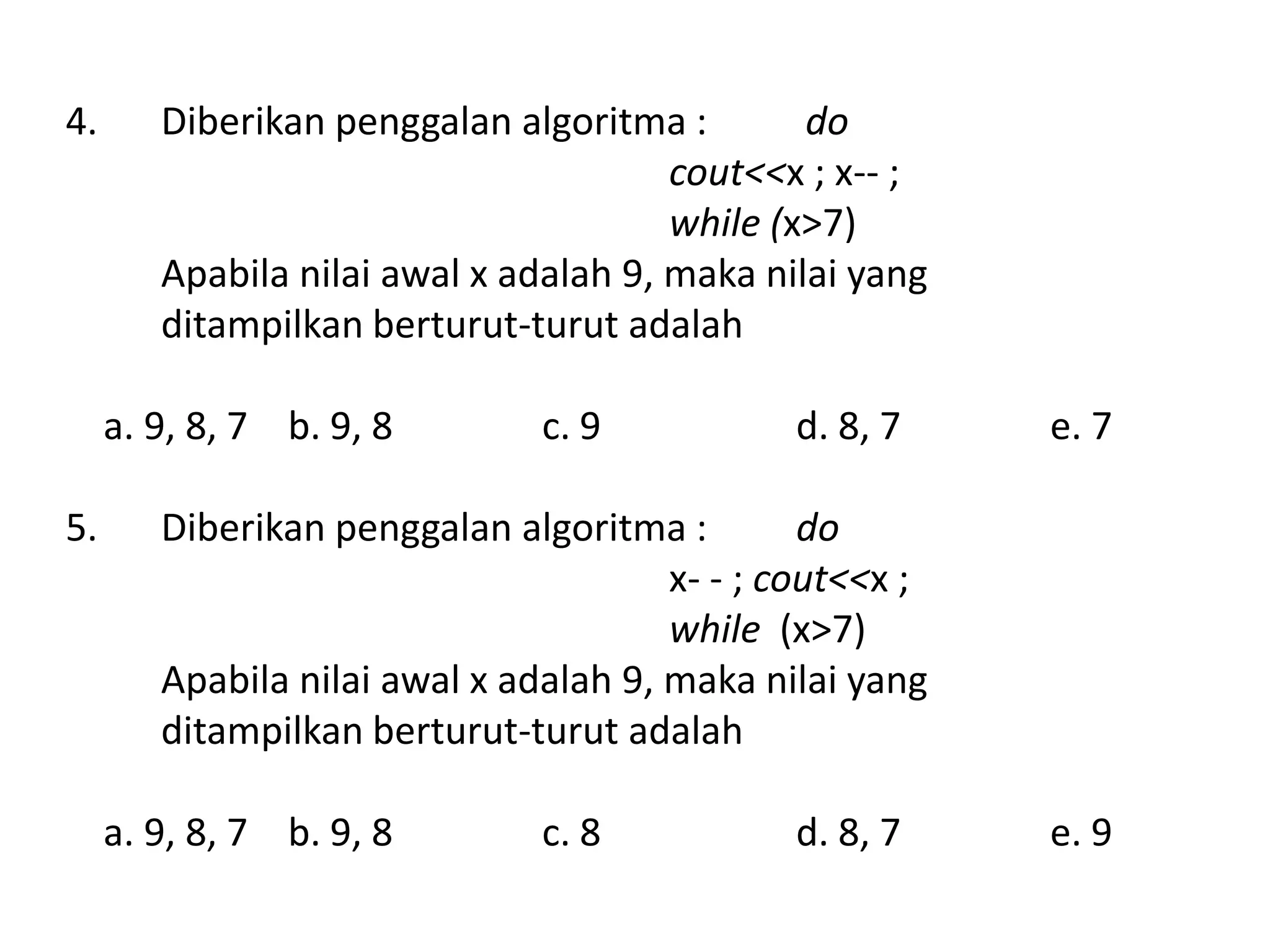 Latihan latihan logika algoritma | PPTX