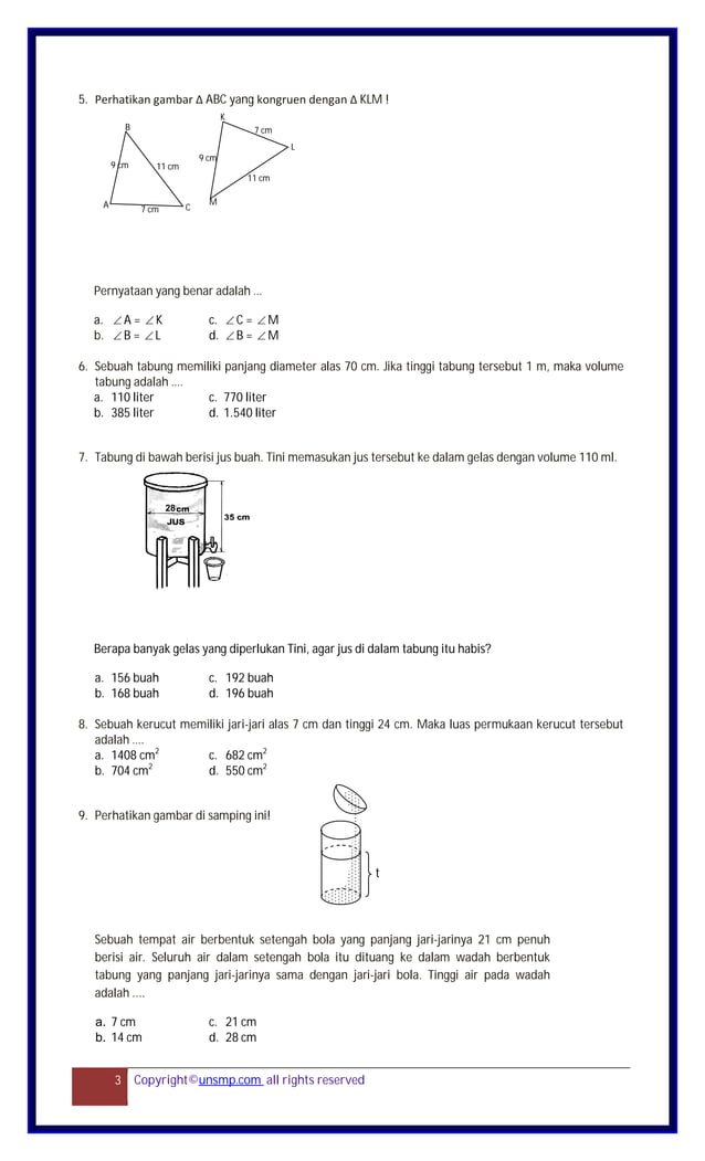 Latihan mtk-un-smp | PDF