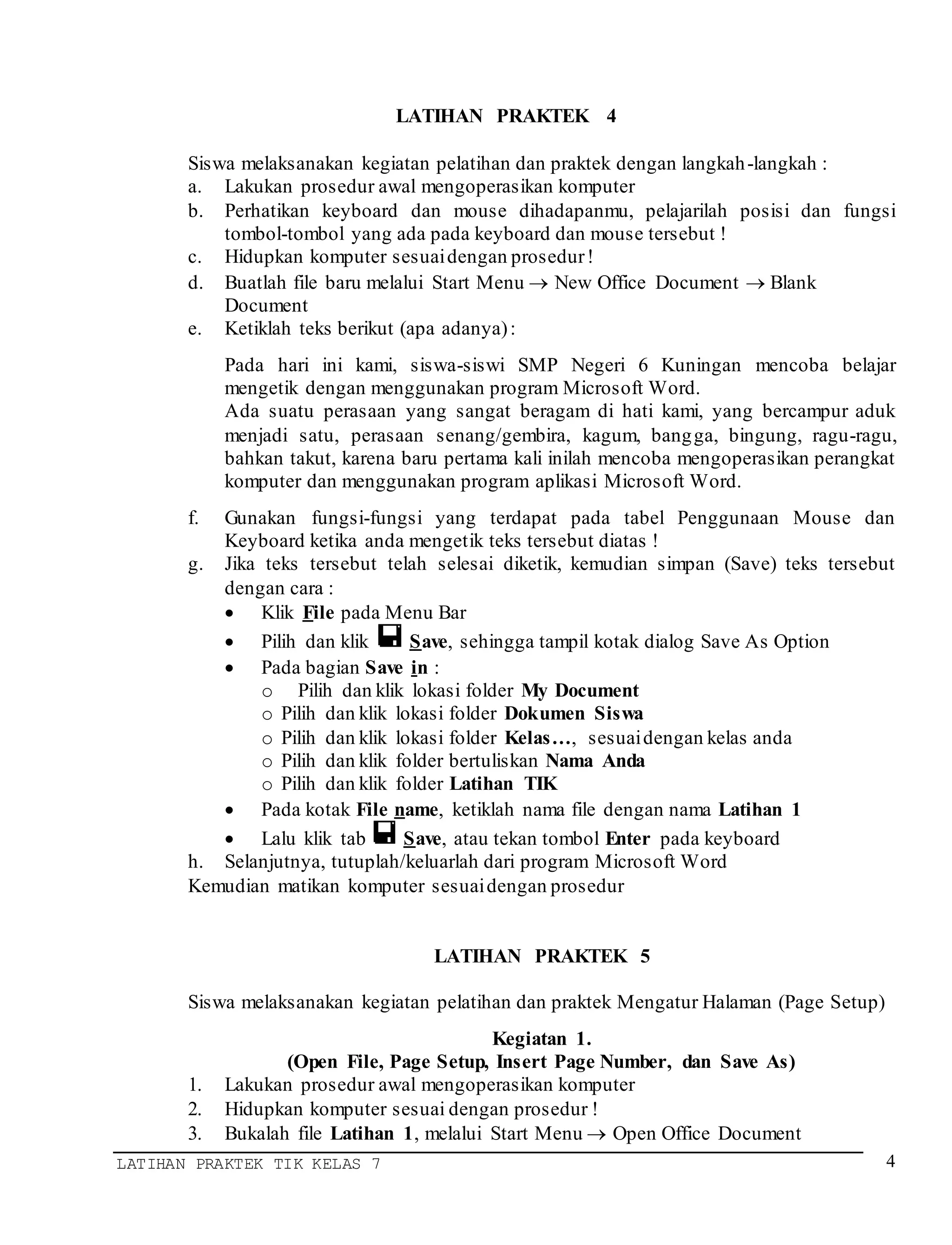 LATIHAN PRAKTIKUM MICROSOFT WORD | DOCX