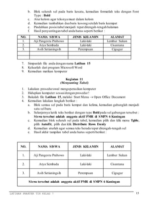 LATIHAN PRAKTIKUM MICROSOFT WORD | DOCX